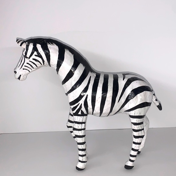 Accents | Vintage 8s 10 Painted Handmade Leather Zebra Safari Animal ...